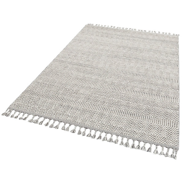 Foundry Select Tapis intérieur / extérieur gris en jute / sisal rectangulaire tissé à la machine ...